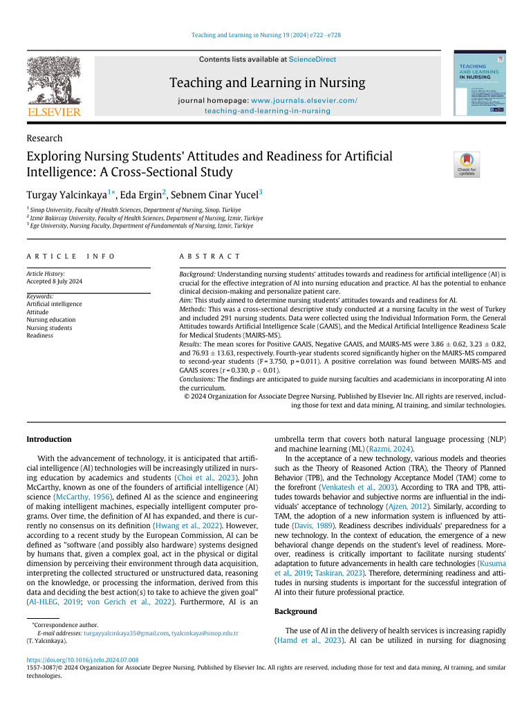 Ai - Exploring Attitude and Readiness of Nursing Student | PDF ...