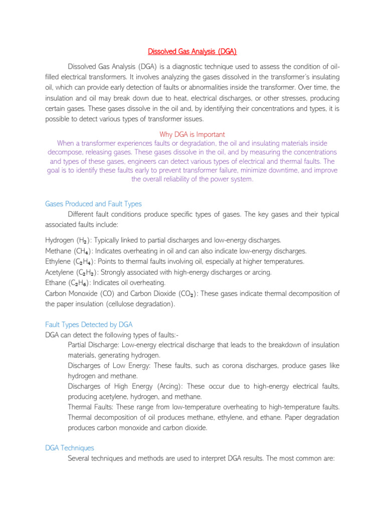 DGA test | PDF | Gases | Chemical Process Engineering