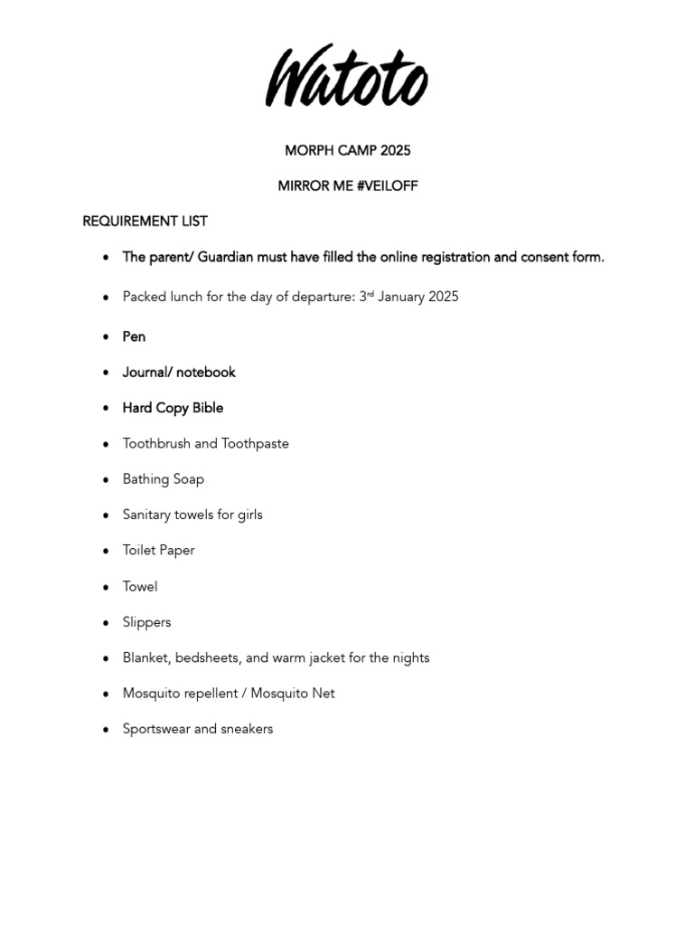 Morph Camp 2025 Requirements | PDF