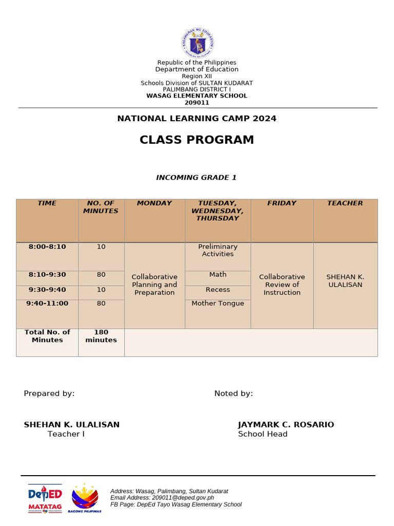 NLC Class Prog | PDF