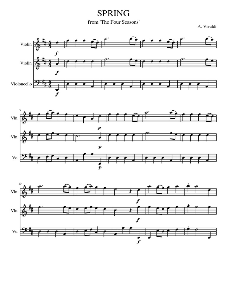 SPRING_-_FOUR_SEASON_Trio_2_Violins__Cello_-_EASY | PDF | Compositions ...