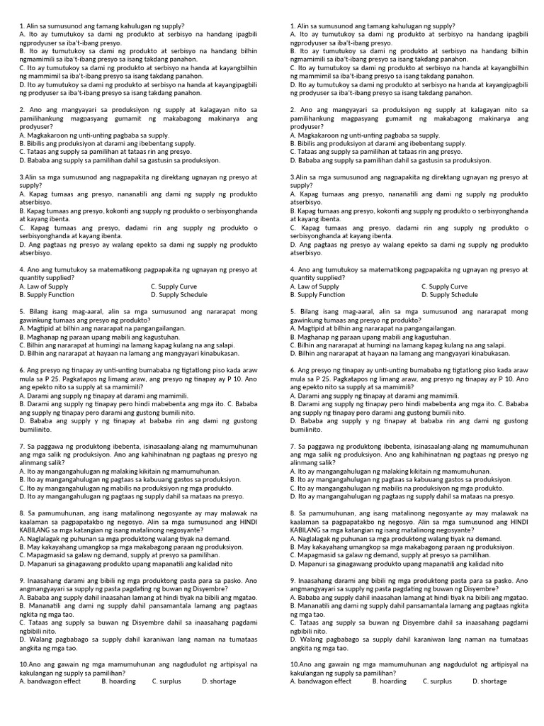 Q2 2nd Summative Q2 AP9 | PDF
