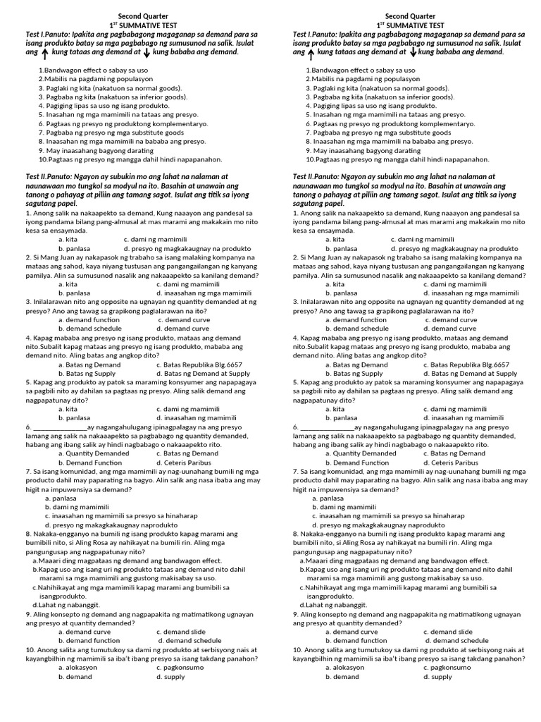 Q2 1st Summative Q2 AP9 | PDF