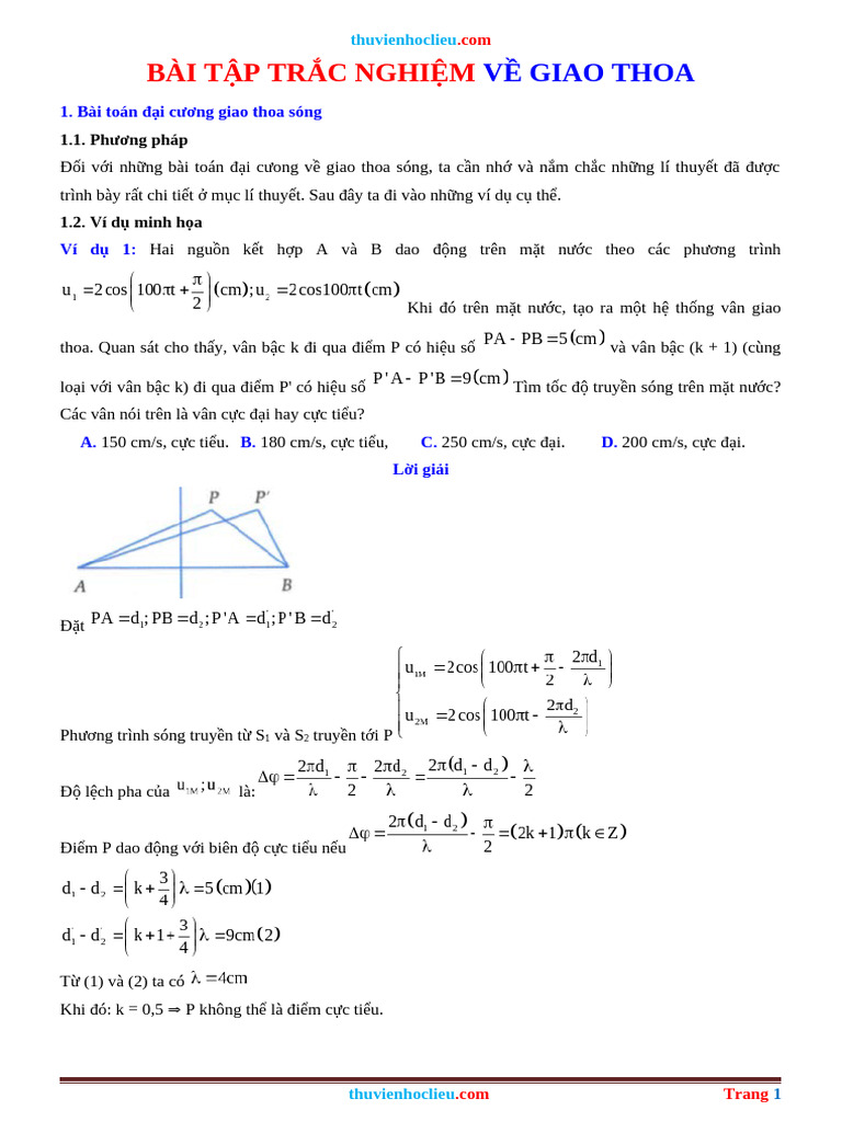 Trac Nghiem Ve Giao Thoa | PDF