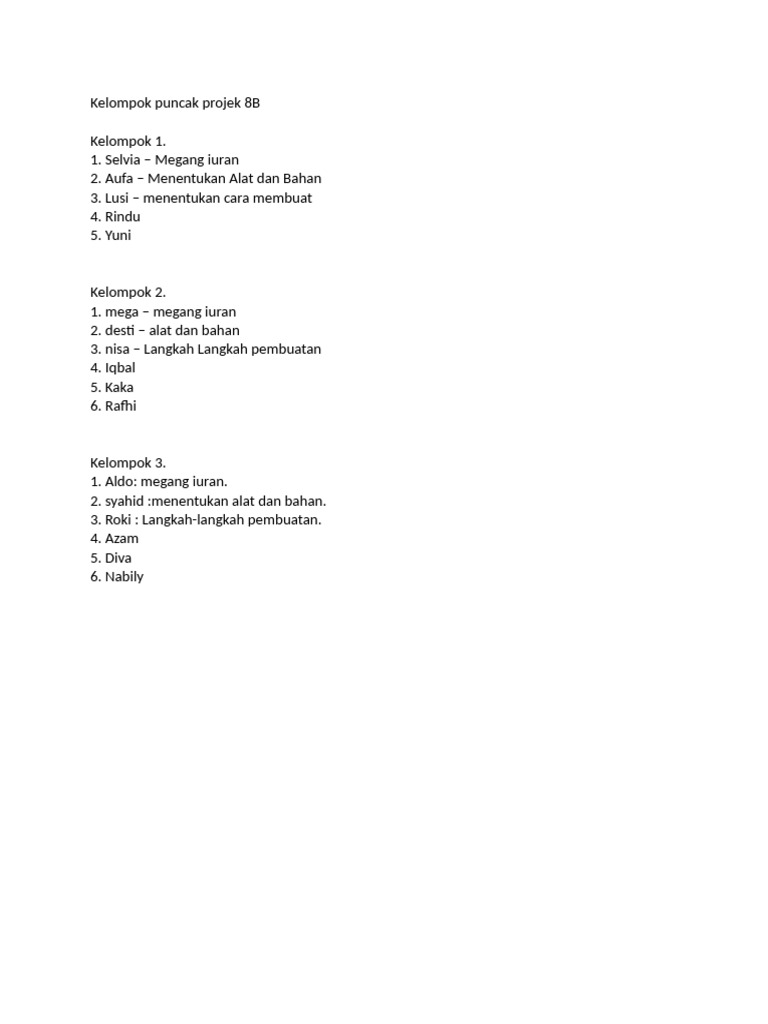 Kelompok Puncak Projek 8B | PDF