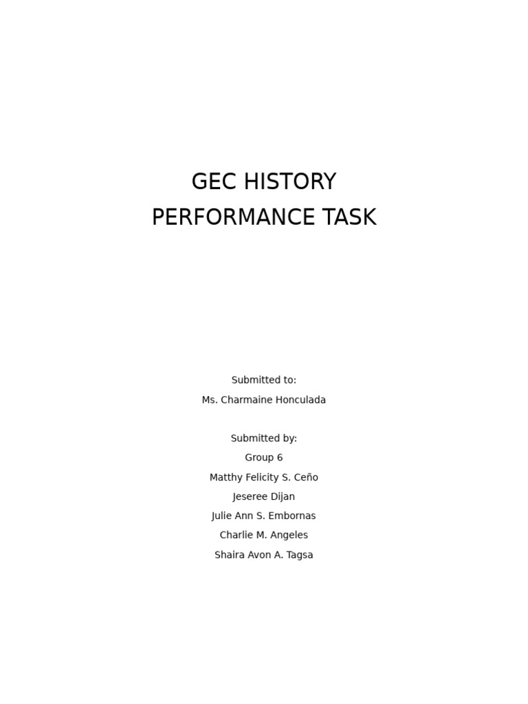 GEC HISTORY Performance Task | PDF