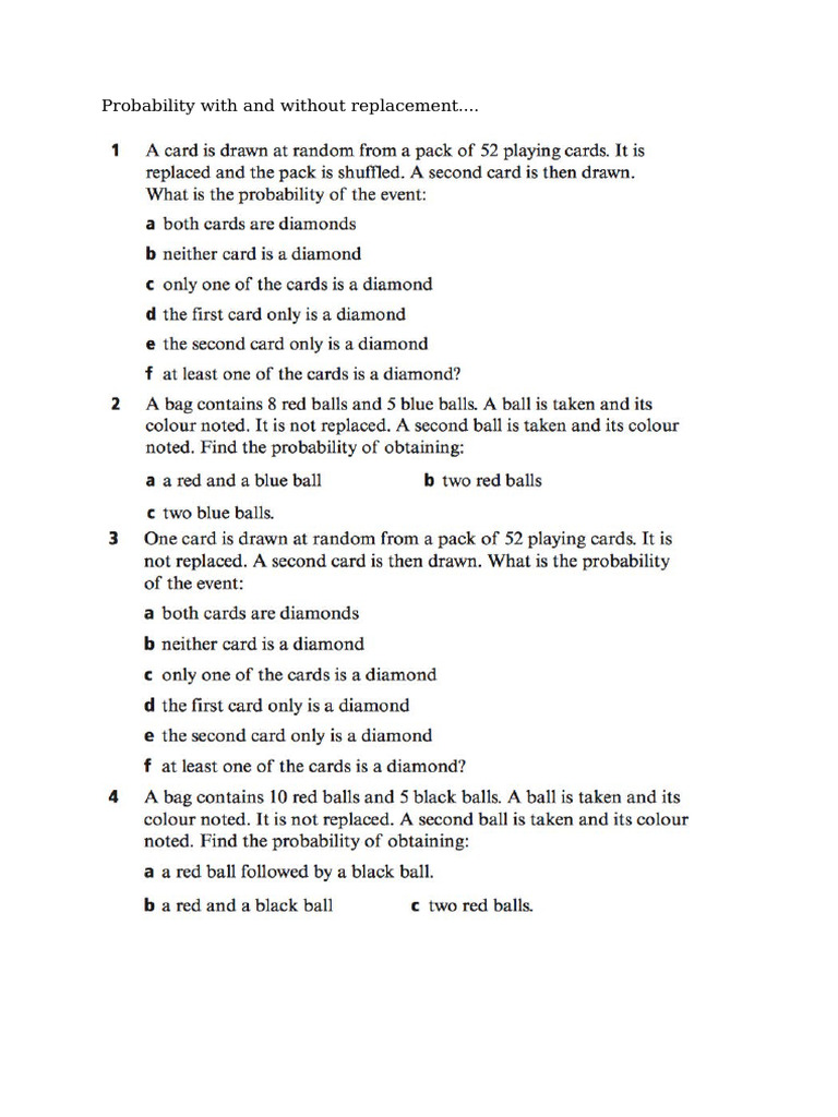 A. Revision. Probability With and Without Replacement | PDF