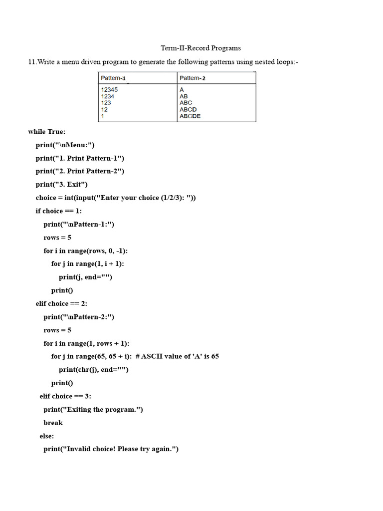 Class 11 Practical Programs-Term II | PDF | Letter Case | Mathematics