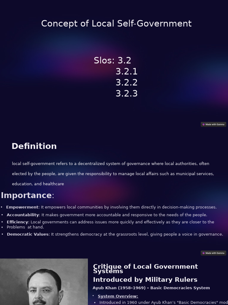 Concept of Local Self Government | PDF | Muhammad Zia Ul Haq | Governance