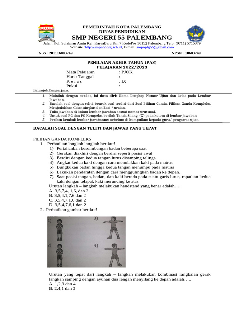 SOAL PAS PJOK KELAS 9 Ganjil 2022 | PDF