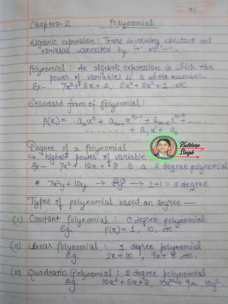 Maths ch2 Polynomials Ex-2.1,2.2,2.3 | PDF