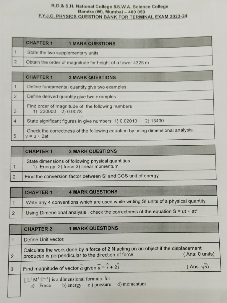 Physics Question Bank | PDF | Force | Orbit