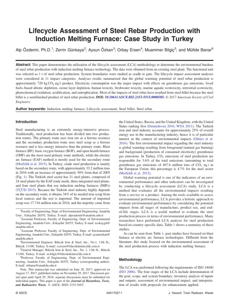 10.1061@ascehz.2153-5515.0000385 | PDF | Steelmaking | Life Cycle Assessment