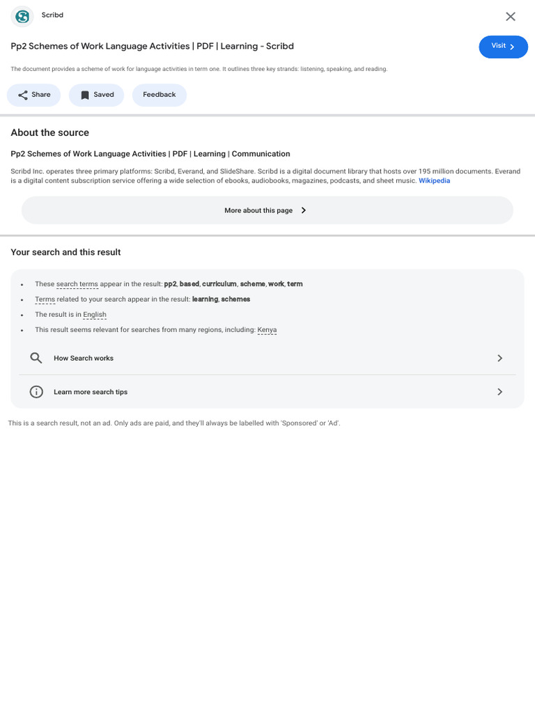 About The Source: Pp2 Schemes of Work Language Activities - PDF - Learning - Scribd | PDF