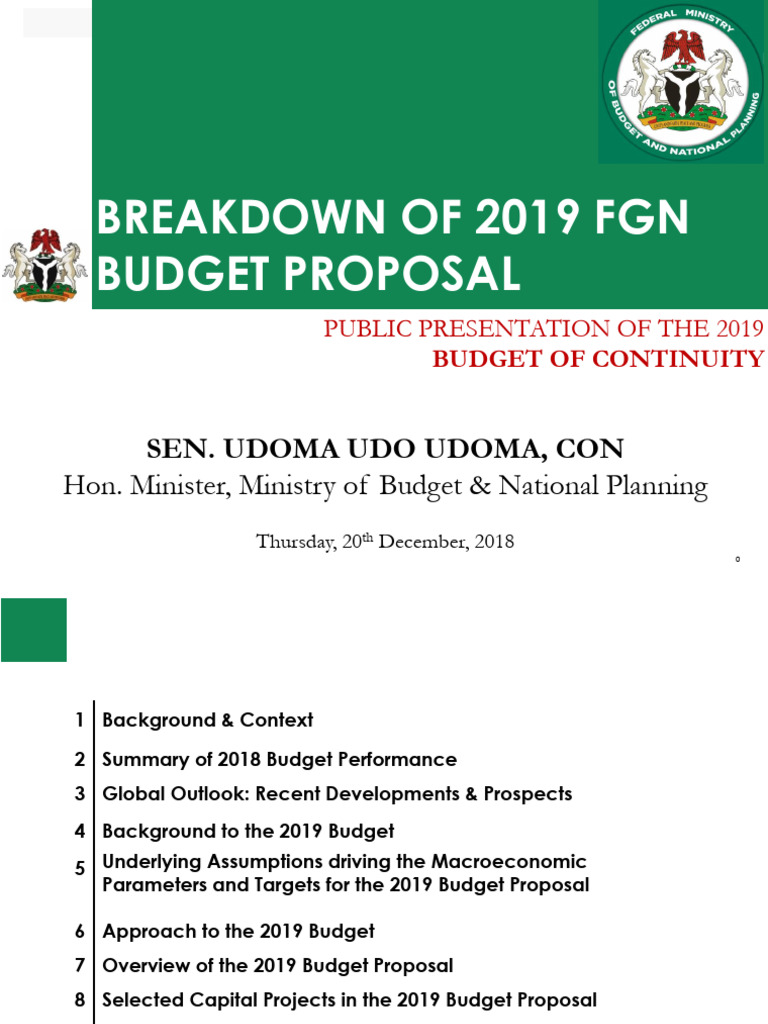 Nigerian Budget Presentation 2019 | PDF | Government Budget Balance ...