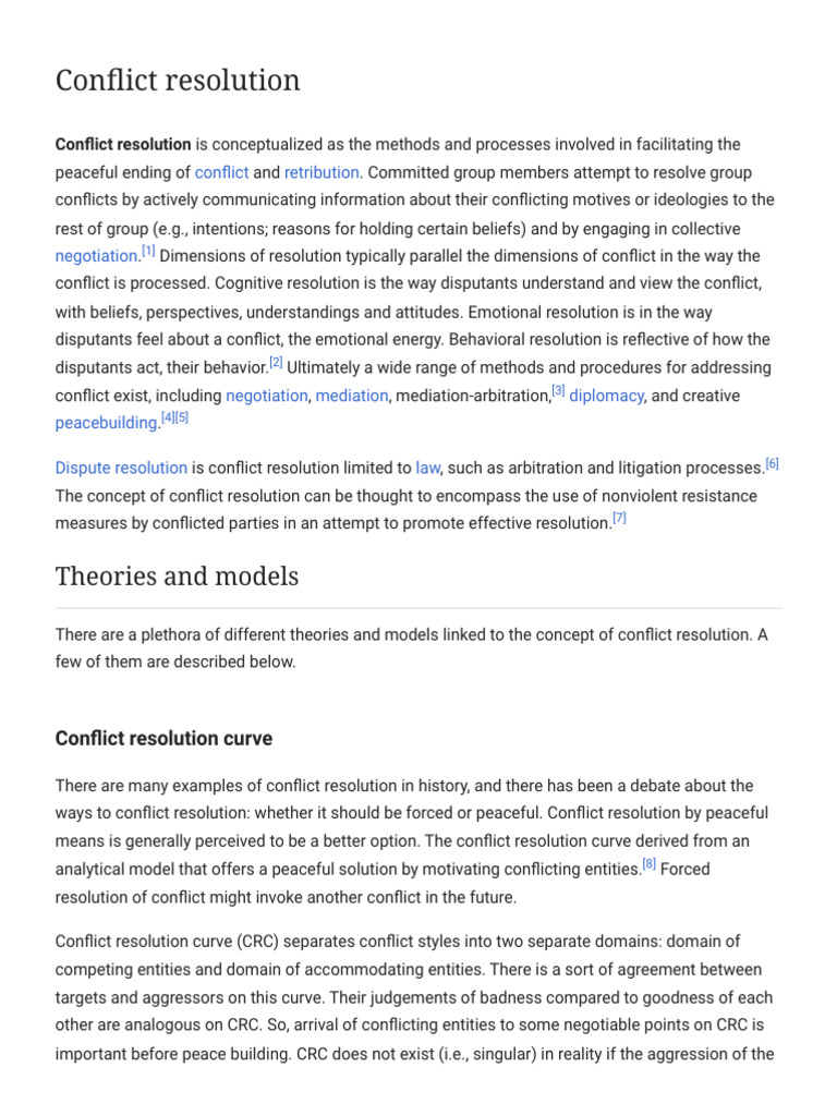 Conflict Resolution - Wikipedia | PDF | Conflict Resolution | Conflict ...