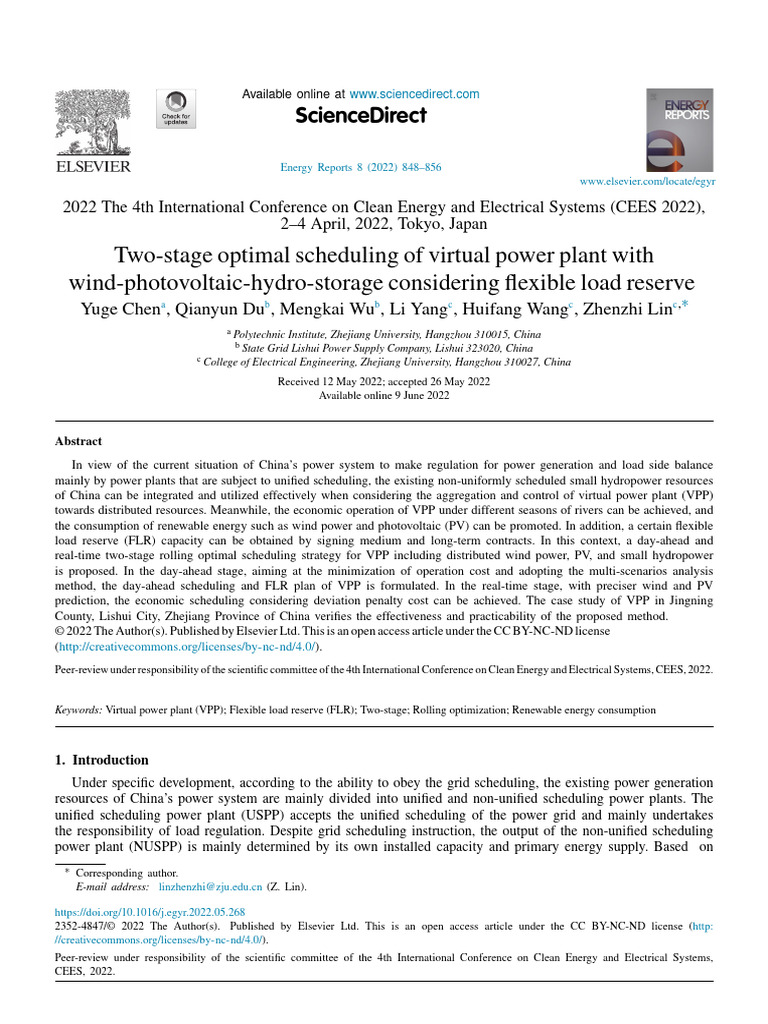Two-Stage Optimal Scheduling Ofvirtual Power Plant With | PDF ...