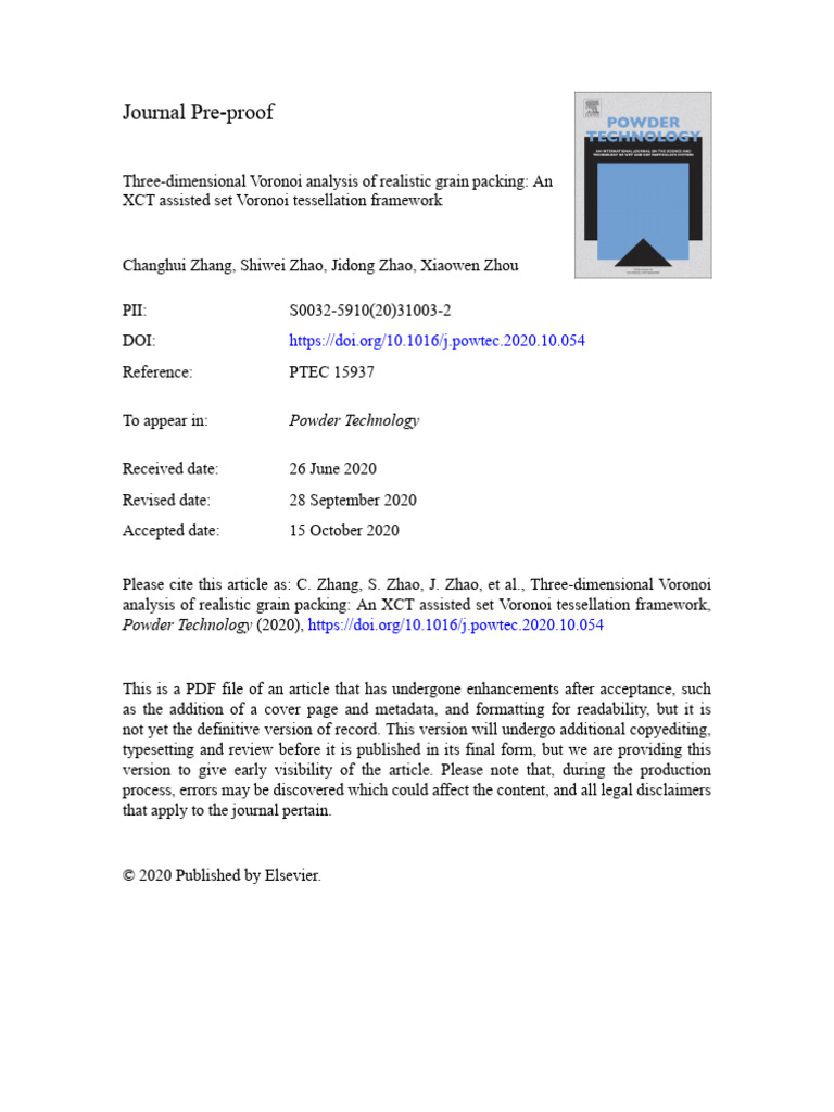 10 1016@j Powtec 2020 10 054 | PDF | Porosity | Image Segmentation