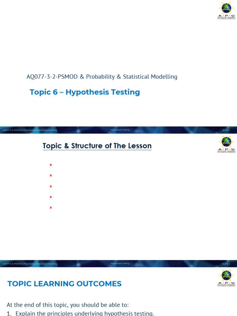 Slide PSMOD 6 Hypothesis Testing | PDF | Statistical Hypothesis Testing ...
