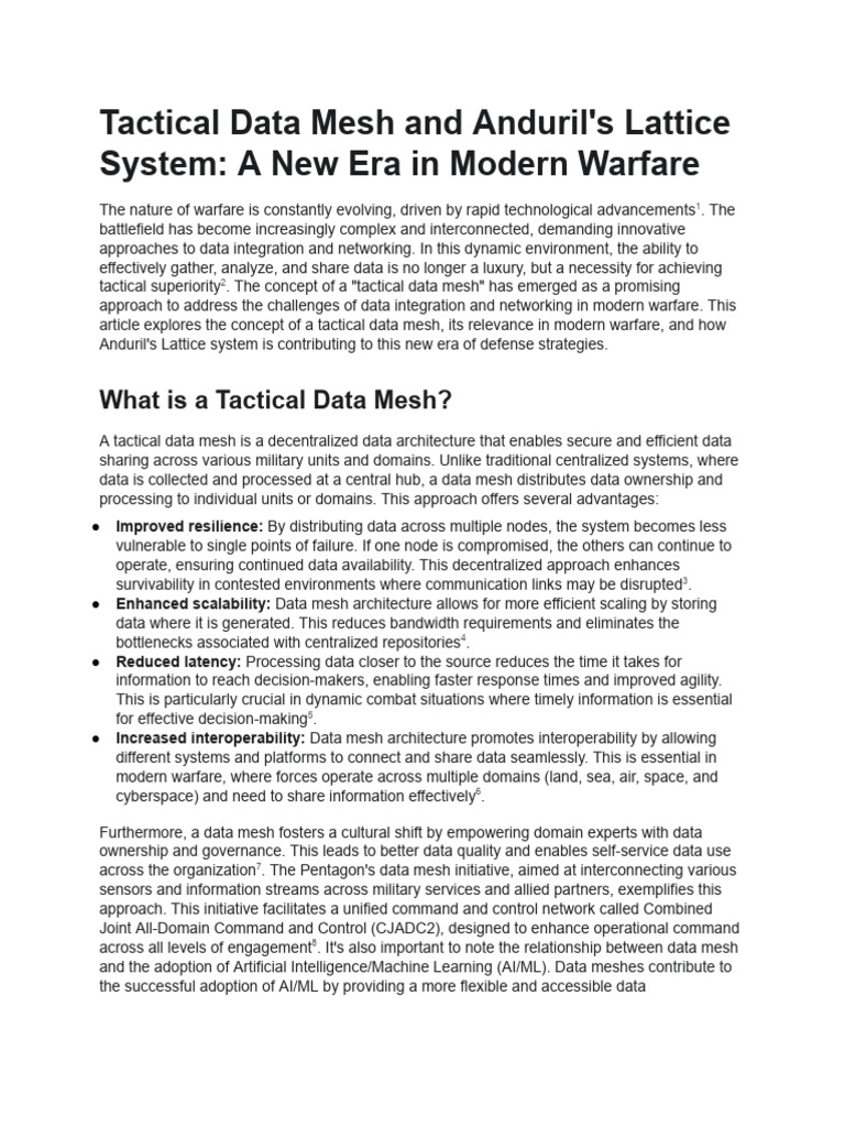Anduril's Lattice: Tactical Data Mesh Overview | PDF | Supply Chain ...
