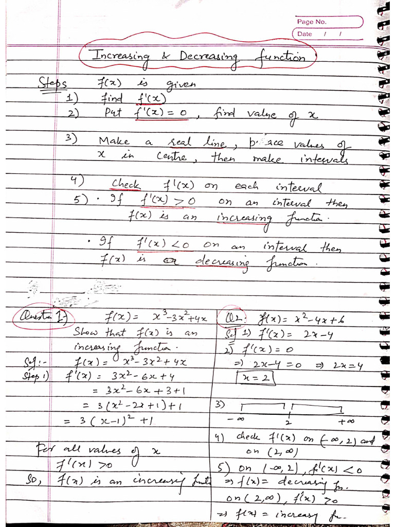 Numericals on increasing-Decreasing & MAXIMA-MINIMA | PDF