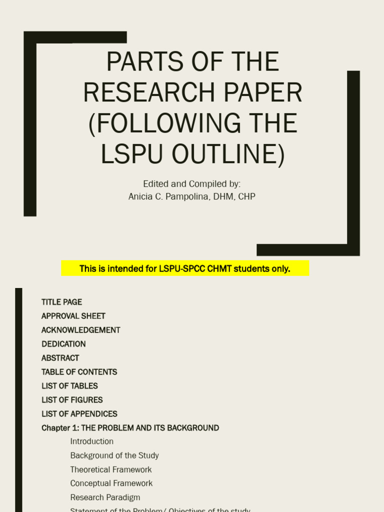 Parts of The Research Paper - ppt3 | PDF | Methodology | Conceptual Model