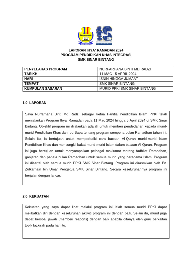 Laporan Ihya’ Ramadan PPKI 2024 | PDF