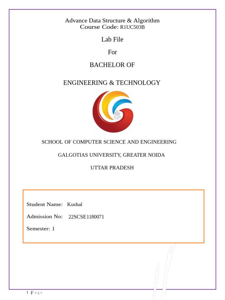 Lab Experiment ADSA_22SCSE1180071 | PDF | Queue (Abstract Data Type) | Algorithms