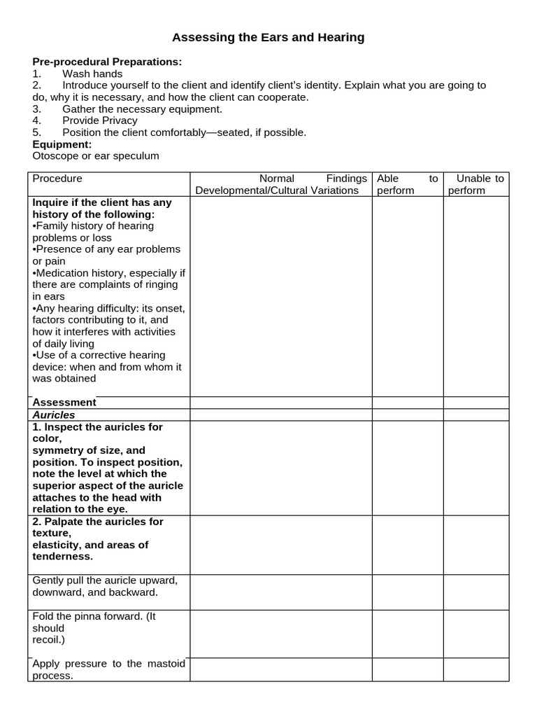 Assessing the Ears and Hearing | PDF | Ear | Hearing
