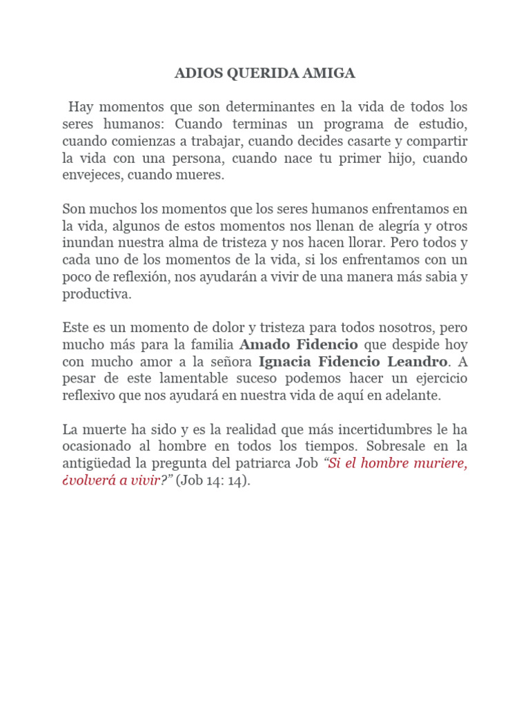 Adiós querida Madre... PDF | PDF | Contenido bíblico