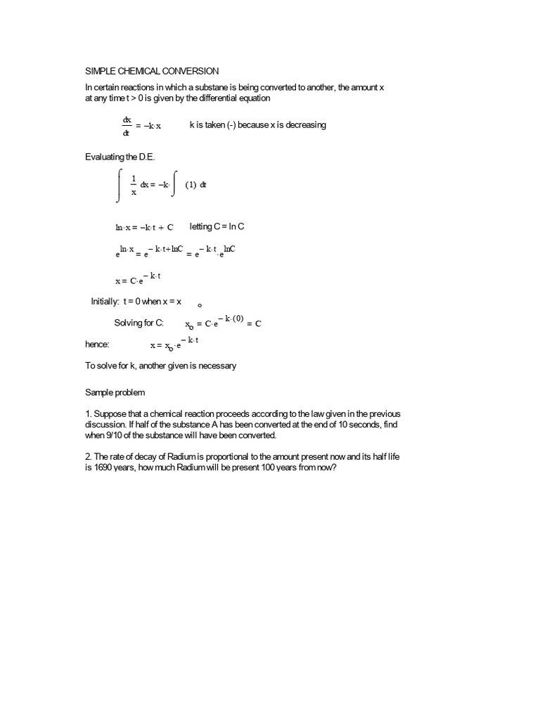 Simple Chemical Conversion Problems | PDF