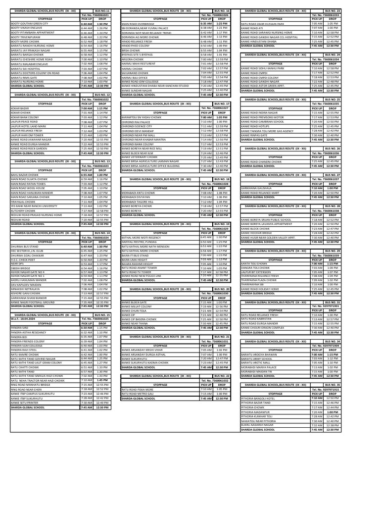 Std. Ix-xii Bus Route | PDF