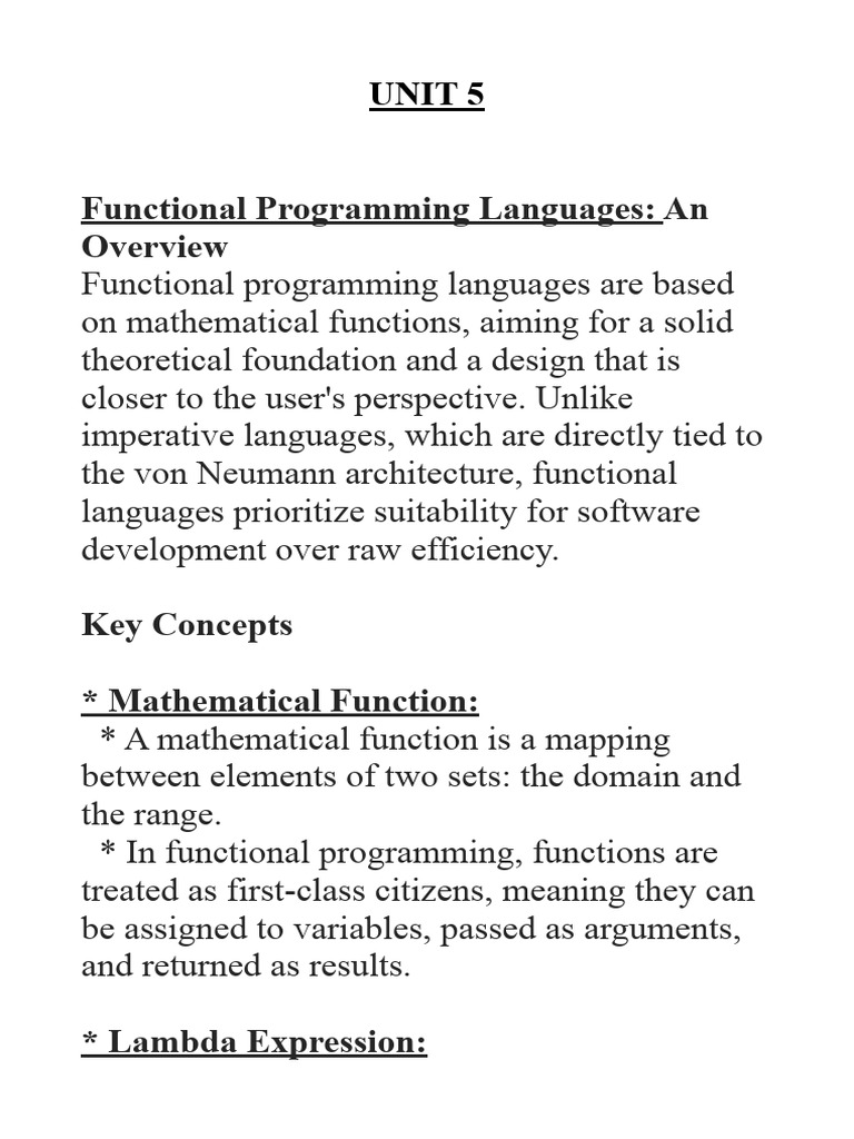 PPL Unit 5 | PDF | Functional Programming | Function (Mathematics) PPL Unit 5 | PDF | Functional Programming | Function (Mathematics)