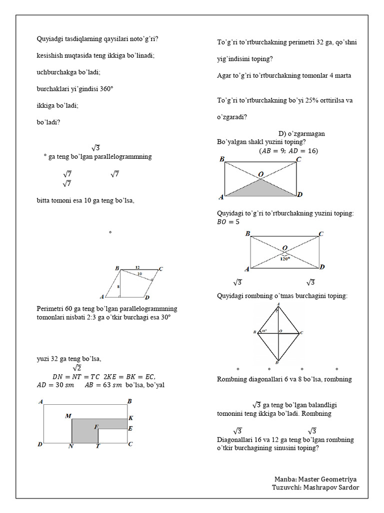 Master Geometriya Savollari | PDF
