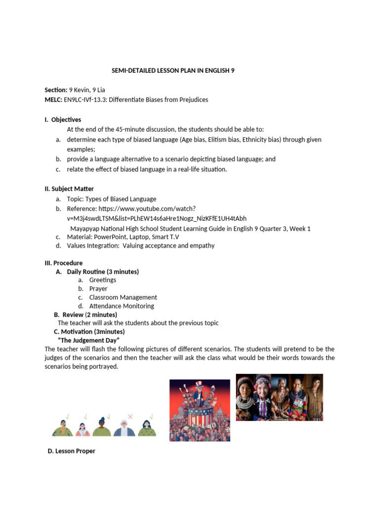 Lesson Plan: Understanding Biased Language | PDF | Bias | Teachers