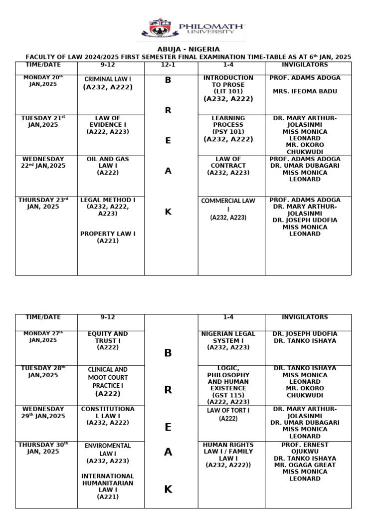 Faculty of Law Exam Schedule 2025 | PDF | Applied Philosophy | Justice