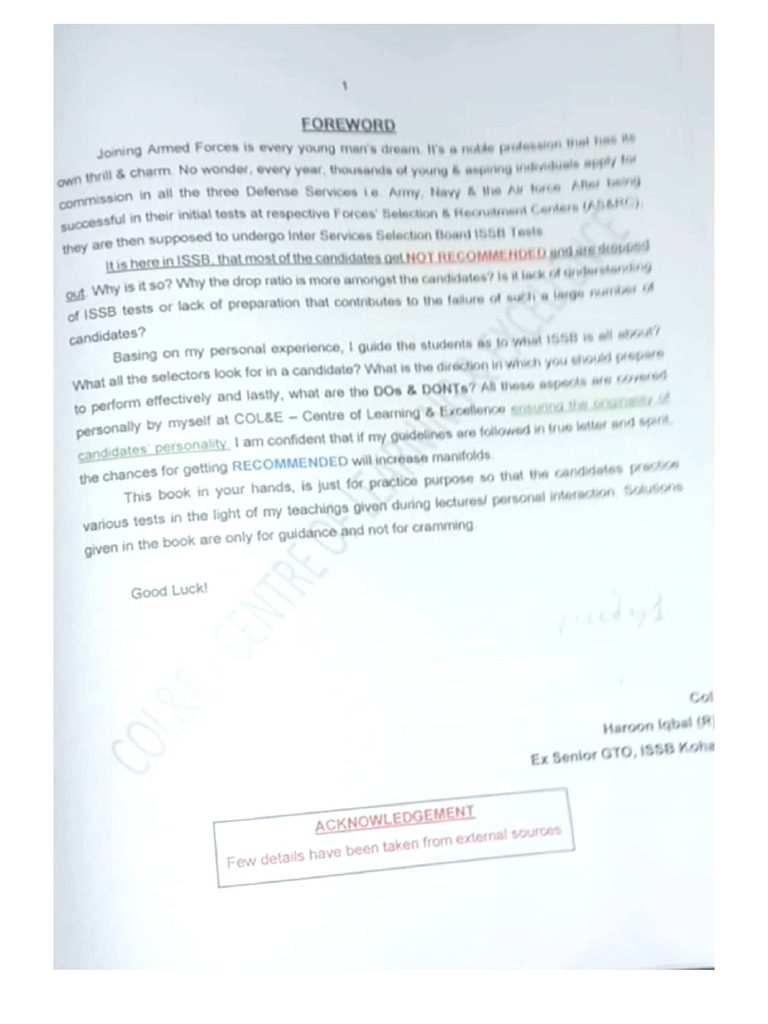 ISSB Notes Colonel Haroon | PDF