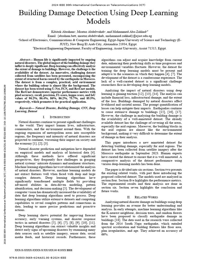 Building Damage Detection Using Deep Learning Models | PDF | Machine Learning | Deep Learning