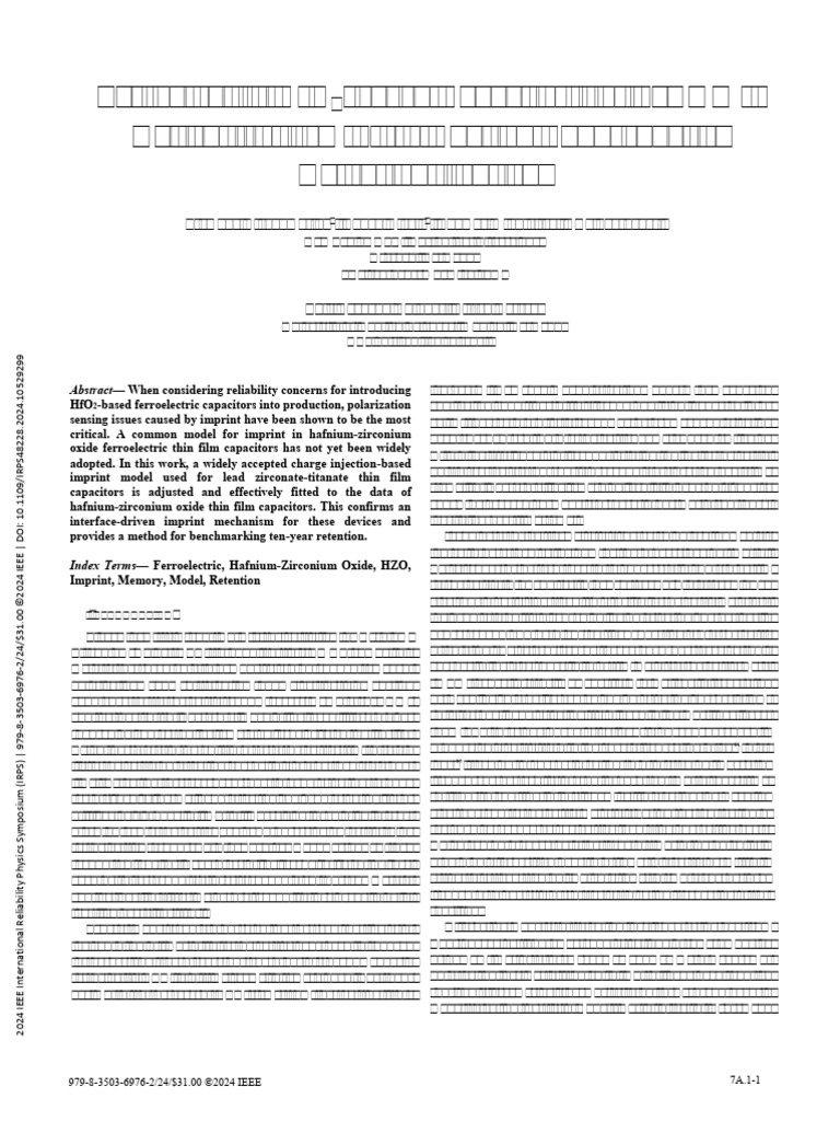 Ferroelectric HfO2-based Capacitors For FeRAM Reliability From Field ...