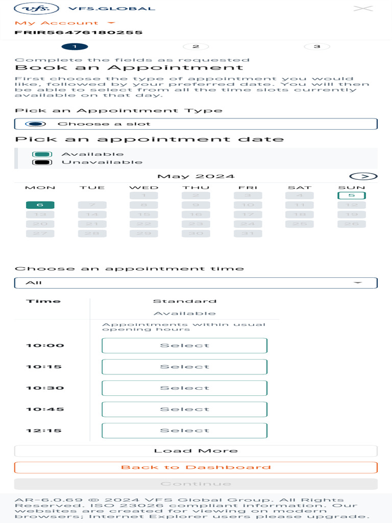VFS Global Appointment Booking Guide | PDF