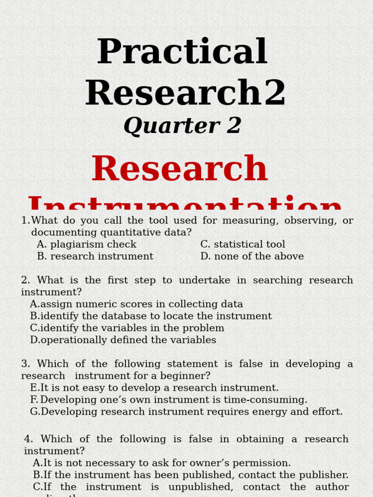 2 - Q2 Practical Research | PDF | Validity (Statistics) | Psychology
