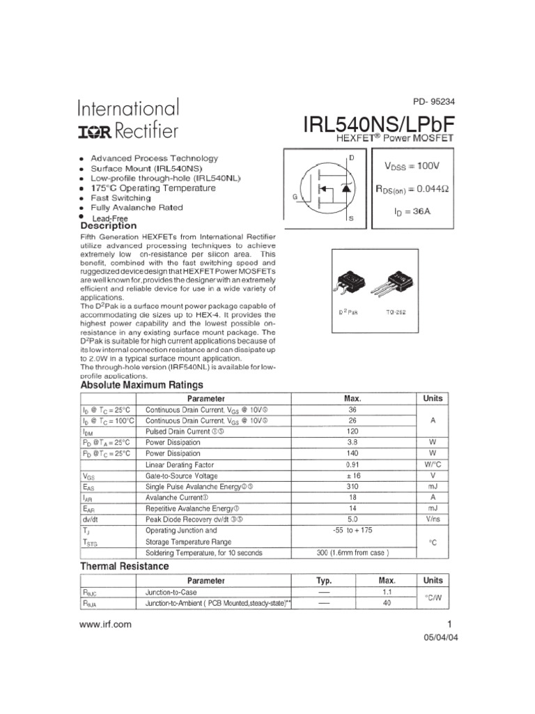 Infineon IRL540NS DataSheet v01 01 en | PDF | Common Law | Private Law