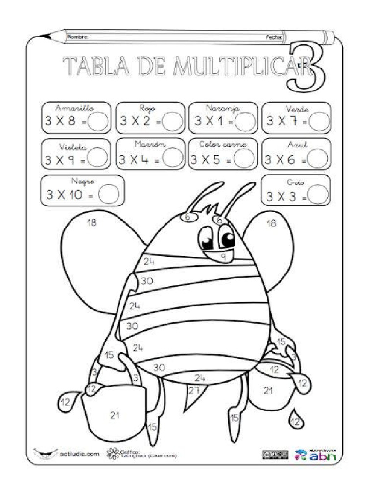 colorea tabla del 3 | PDF
