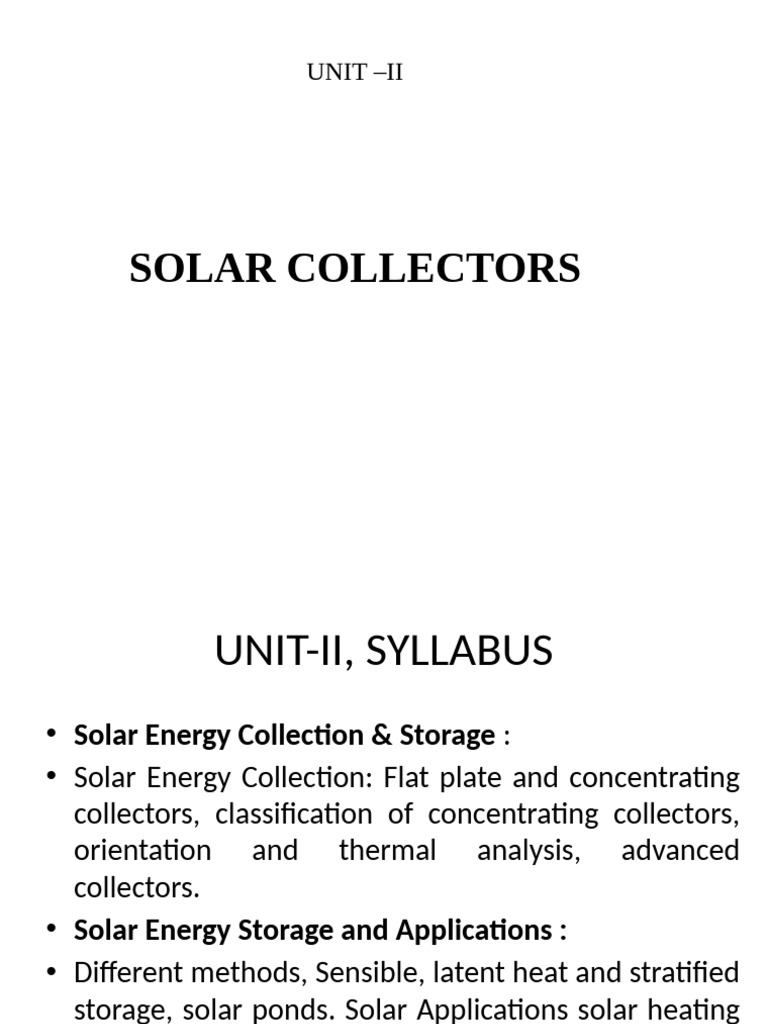 Solar Collectors: Types and Analysis | PDF | Solar Energy | Mirror