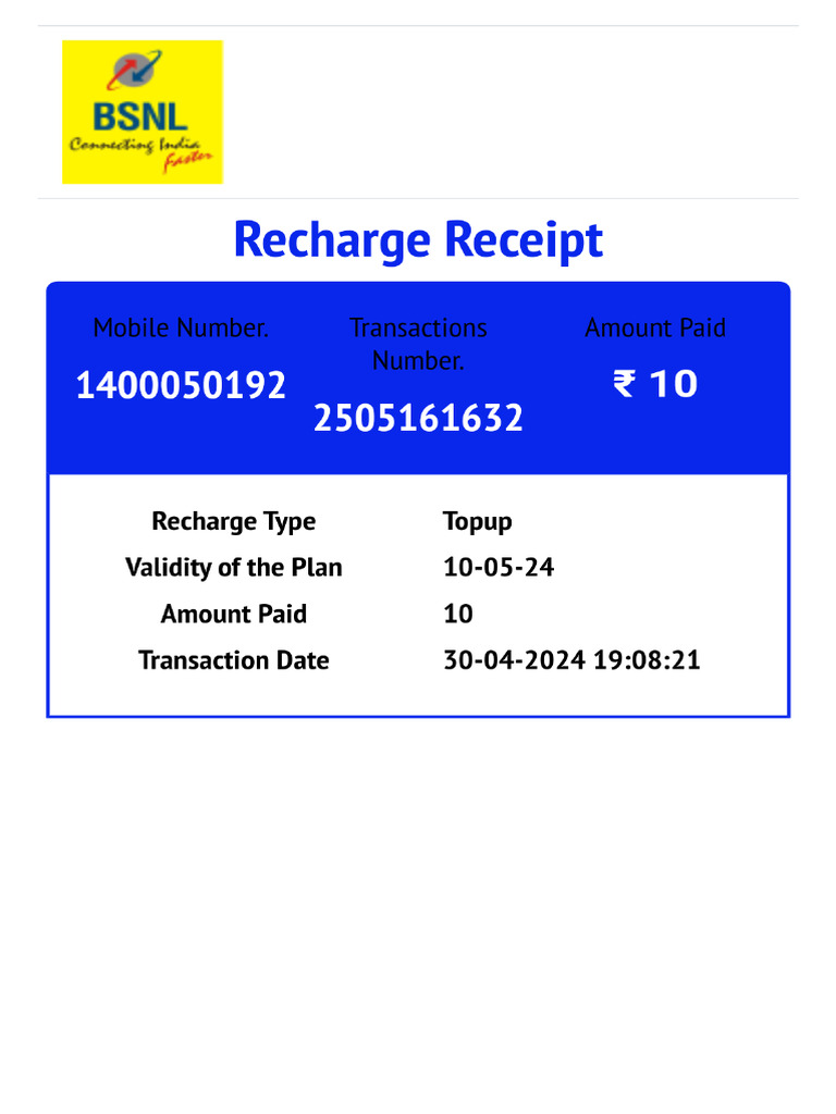BSNL Receipt | PDF