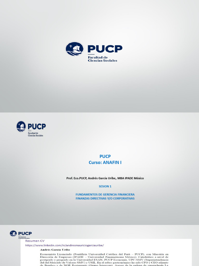 1 Pucp 2024 - Anafin i - Sesión 1 (1) | PDF | Contabilidad | Corporaciones