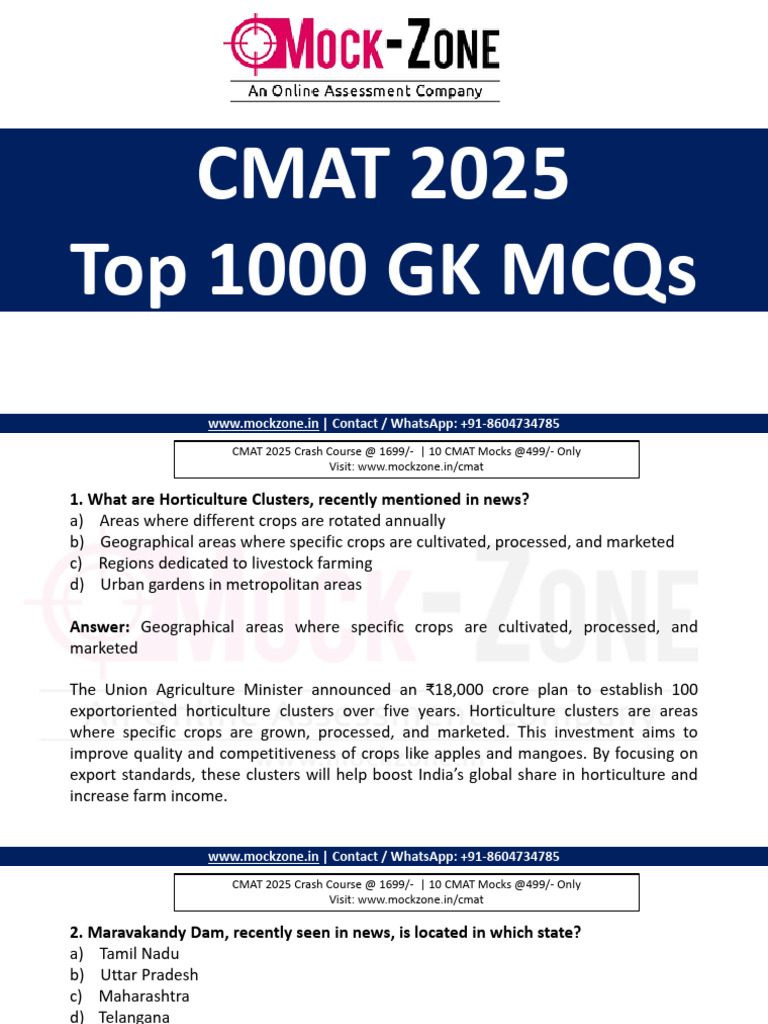CMAT 2025 GK 1000 - MZ | PDF