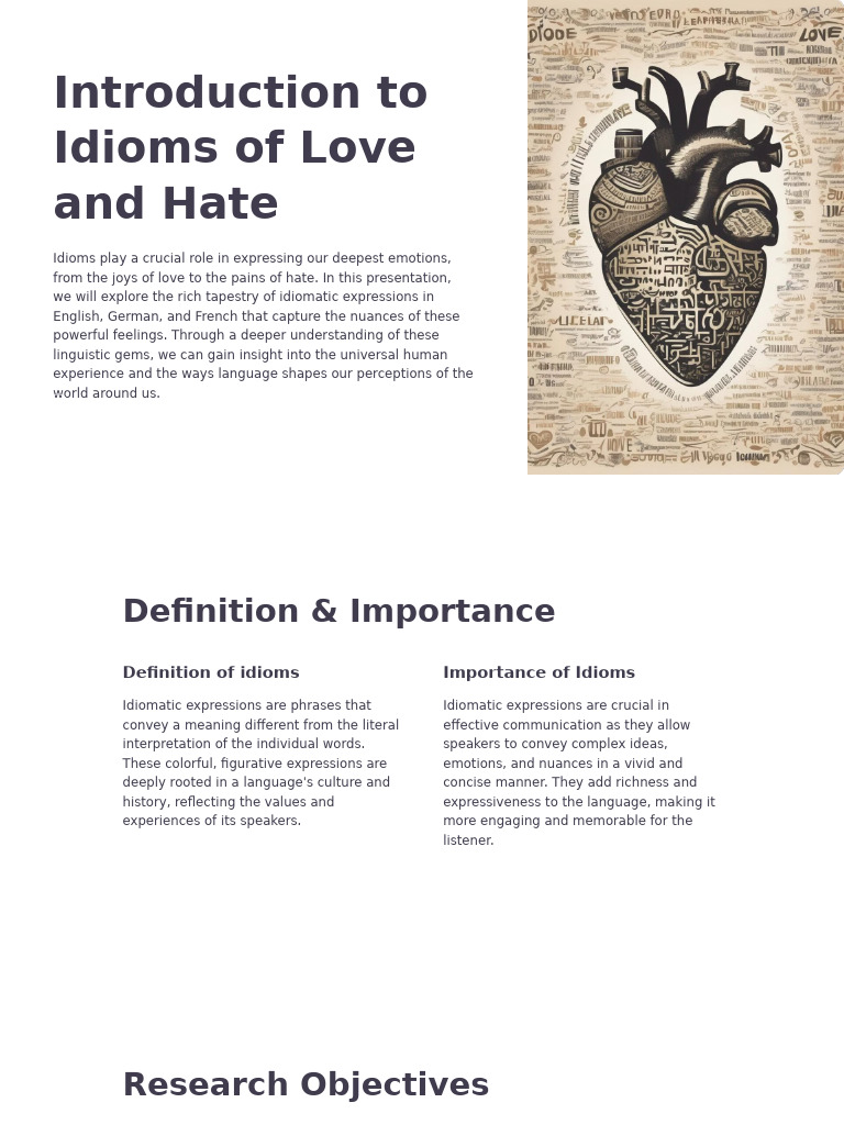 Introduction to Idioms of Love and Hate 1 | PDF | Idiom | Linguistics