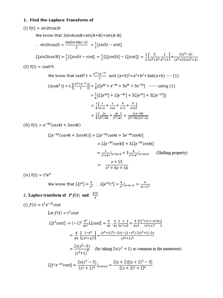 Laplace Transform Notes - 2.1 (Modified) | PDF | Mathematical Objects