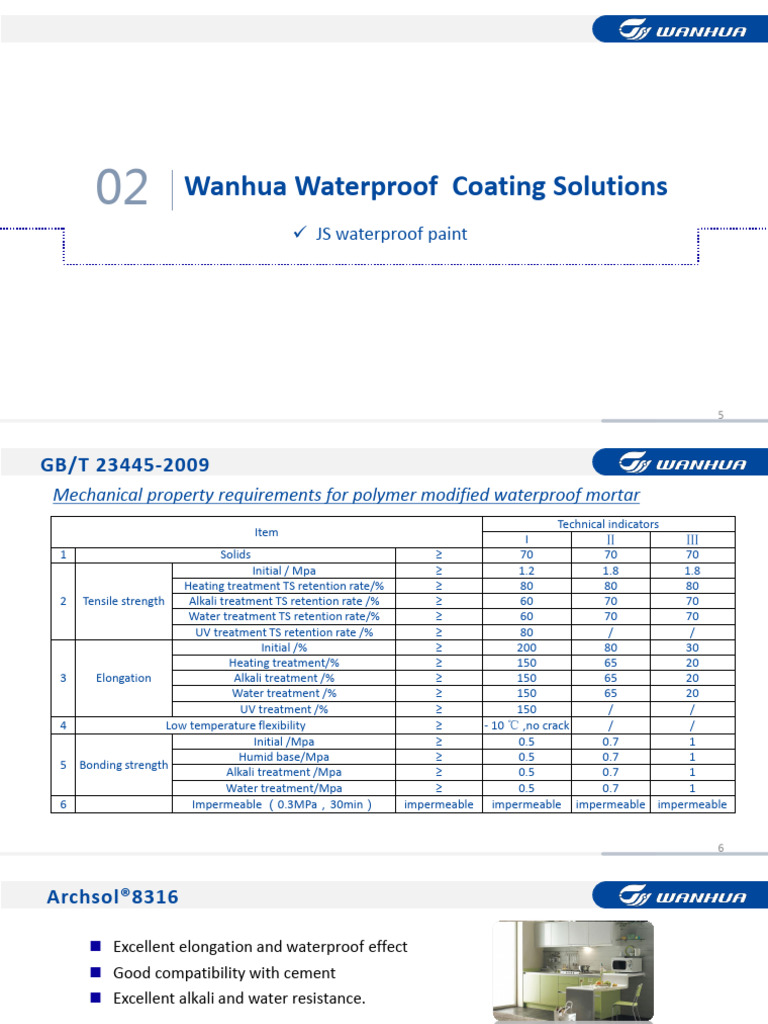 Wanhua Waterborne Waterproof Coating Solution | PDF | Rheology | Water